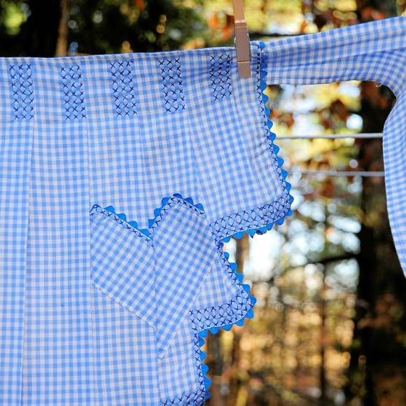 Vintage | Other | Vtg Blue White Gingham Check Half Hostess Apron ...